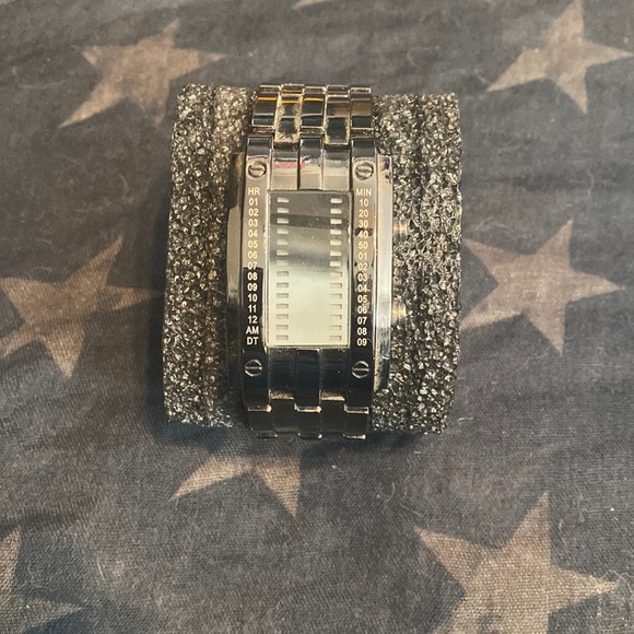 Accessories | Retro Digital Gun Metal Black Link Watch Works Fine Cool ...